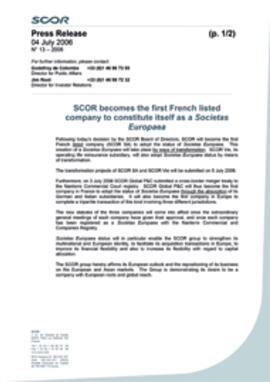 SCOR est la première entreprise française cotée à se constituer en ...